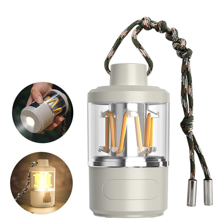 Camping Rope Lights Lantern Tungsten Wire Portable Hanging Flashlight ...