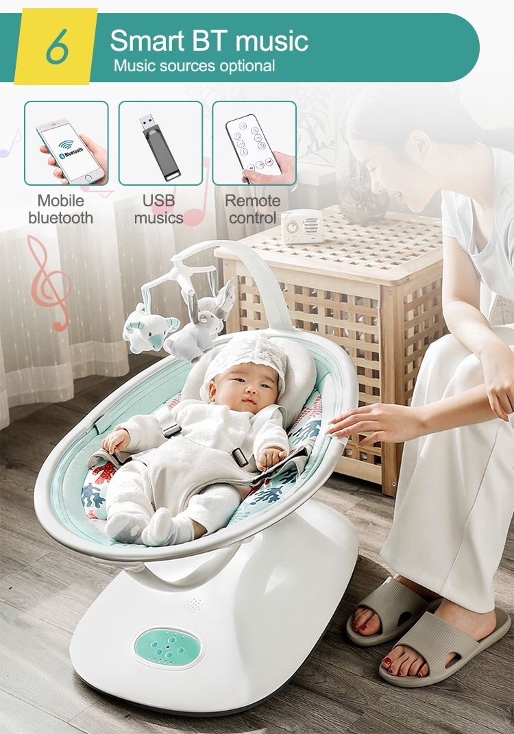 Rocking Sleeper Crib Mesh Cradle Electric Rocker Swings and Bouncer 3 ...