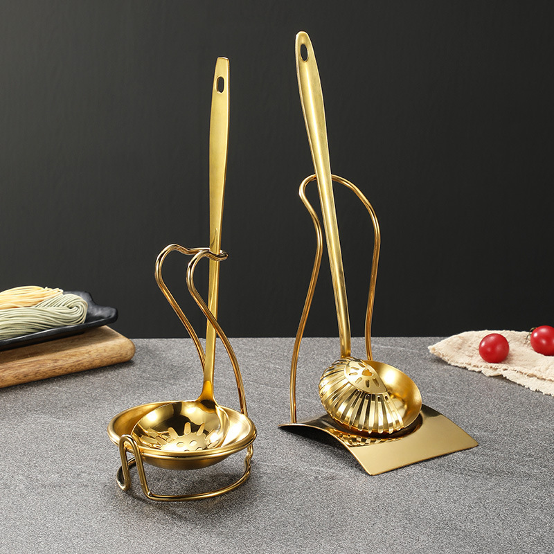 Kitchen Utensil Holder Metal Gold Stainless Steel Buffet Serving Ladle ...