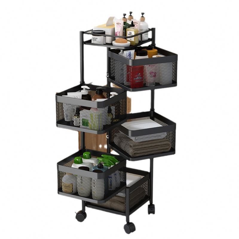 Rotating Storage Baskets Racks, Stackable Metal Basket Organizer Shelf ...