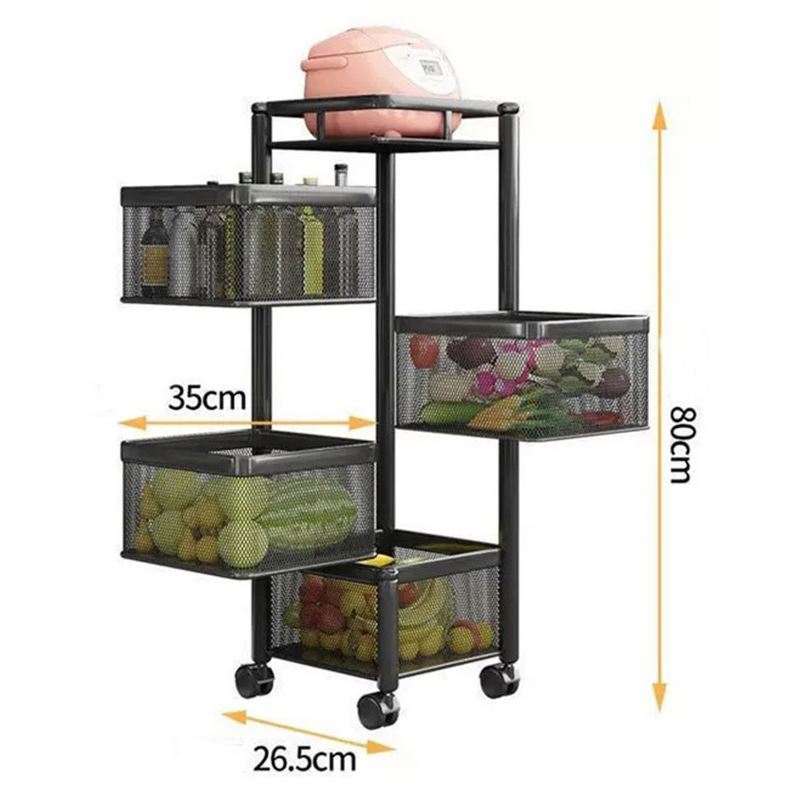 Rotating Storage Baskets Racks, Stackable Metal Basket Organizer Shelf ...