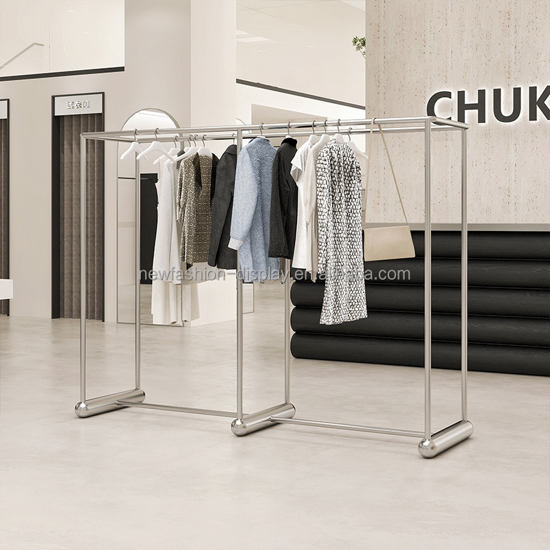Stainless Steel coat hanger stand clothes new design silver square ...