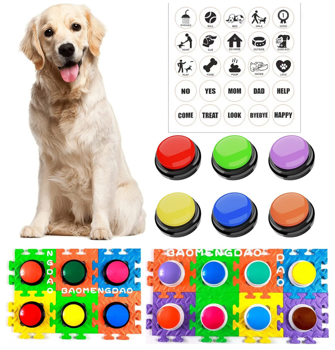 Recordable Dog Buttons With Stickers - Talking Buttons For Pet ...