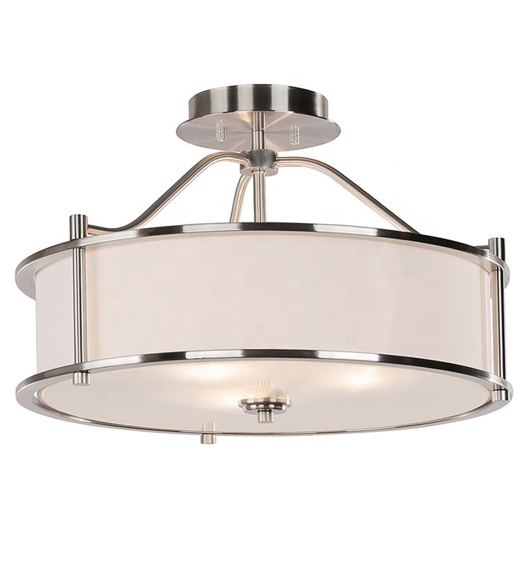 Diffuser 3 Light Closed to Ceiling Light Drum Semi Flush Mount Ceiling ...