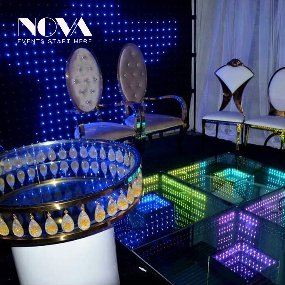 DMX control tempered glass stage led floor tiles beam lights mirror ...