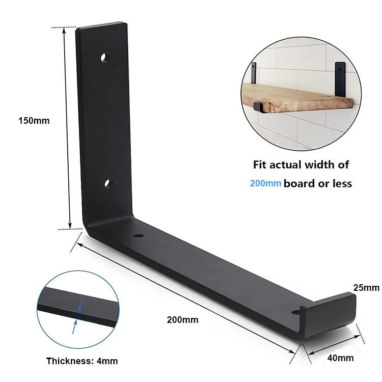 Shelf Bracket Heavy Duty Metal J Bracket Lip DIY Open Shelving ...