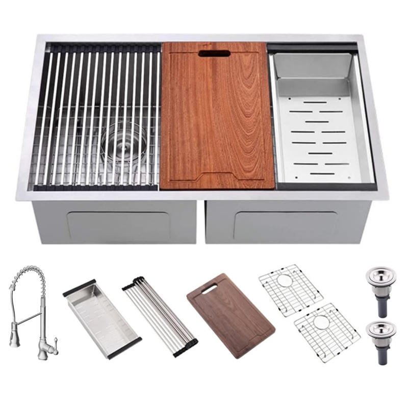 Nano Stainless Steel 304 Waterfall Bowl Sinks Handmade Faucet ...