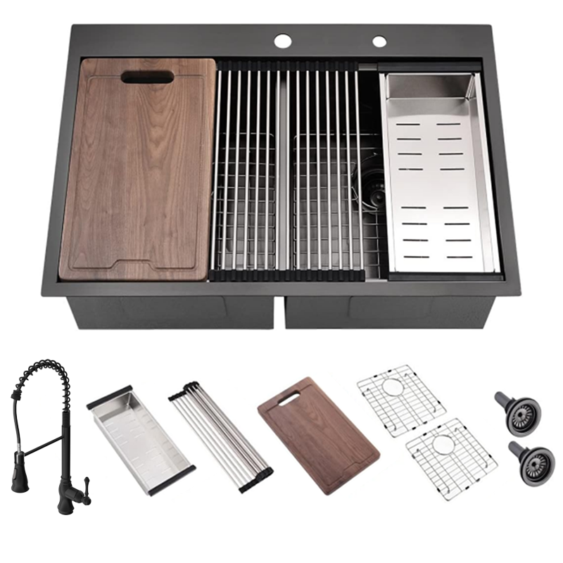 Nano Stainless Steel 304 Waterfall Bowl Sinks Handmade Faucet ...