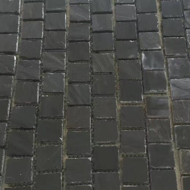 Outdoor Driveway Paving Stone Black Granite Cubes Stone Mesh ...