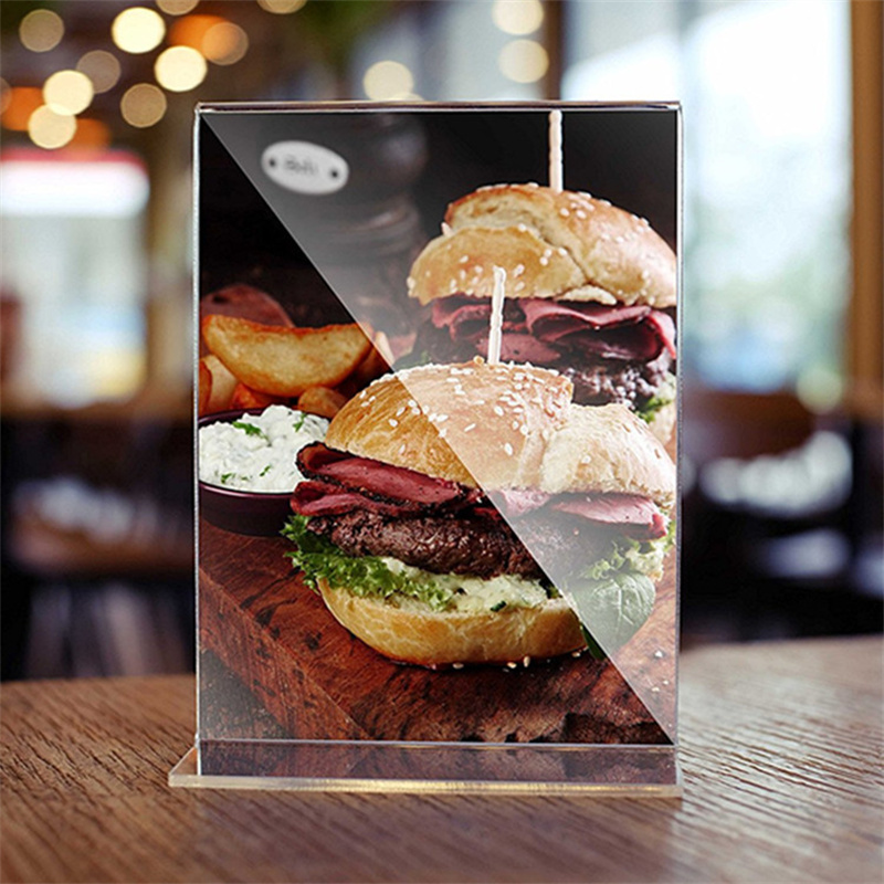 T Shape Double Sided Portrait Style Acrylic Sign Holder Menu Ad Frame ...