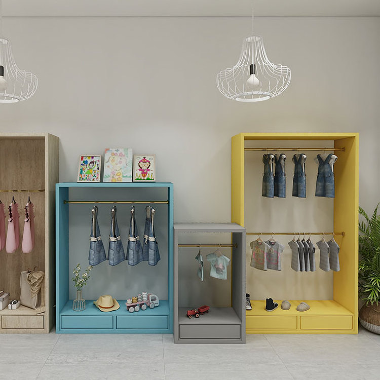Kids Clothes Store Interior Design Child Garment Wall Display Rack ...