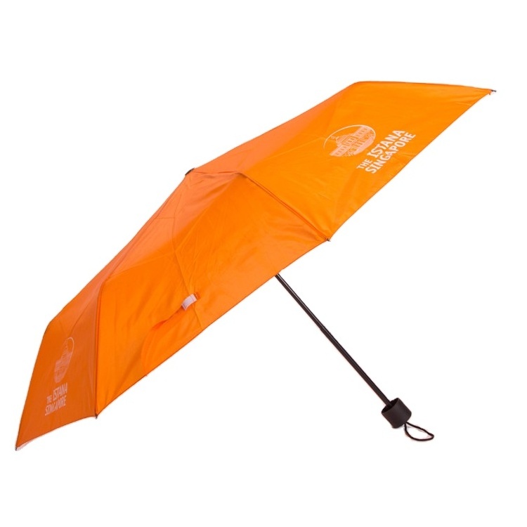 Orange color small size pocket umbrella with pouch and logo ...