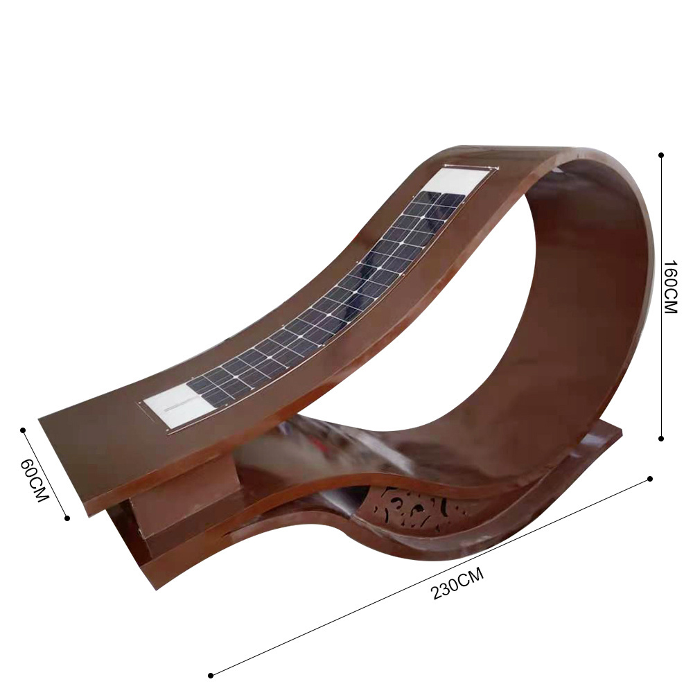 Modern Outdoor Urban Public Park Garden Smart Solar Curved Seat Wavy ...