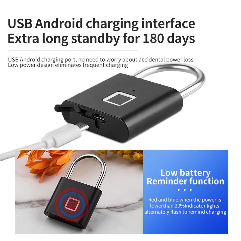 China Biometric Security Smart Aluminum Padlock Fingerprint Padlock ...