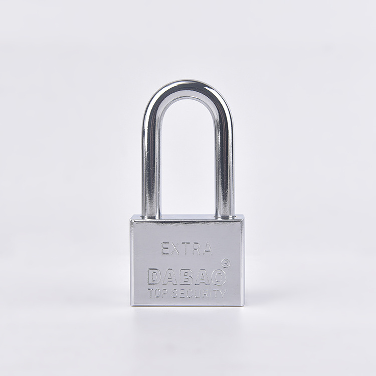 40MM Square Body Steel Long Shackle High Security Iron Silver Pad Lock ...