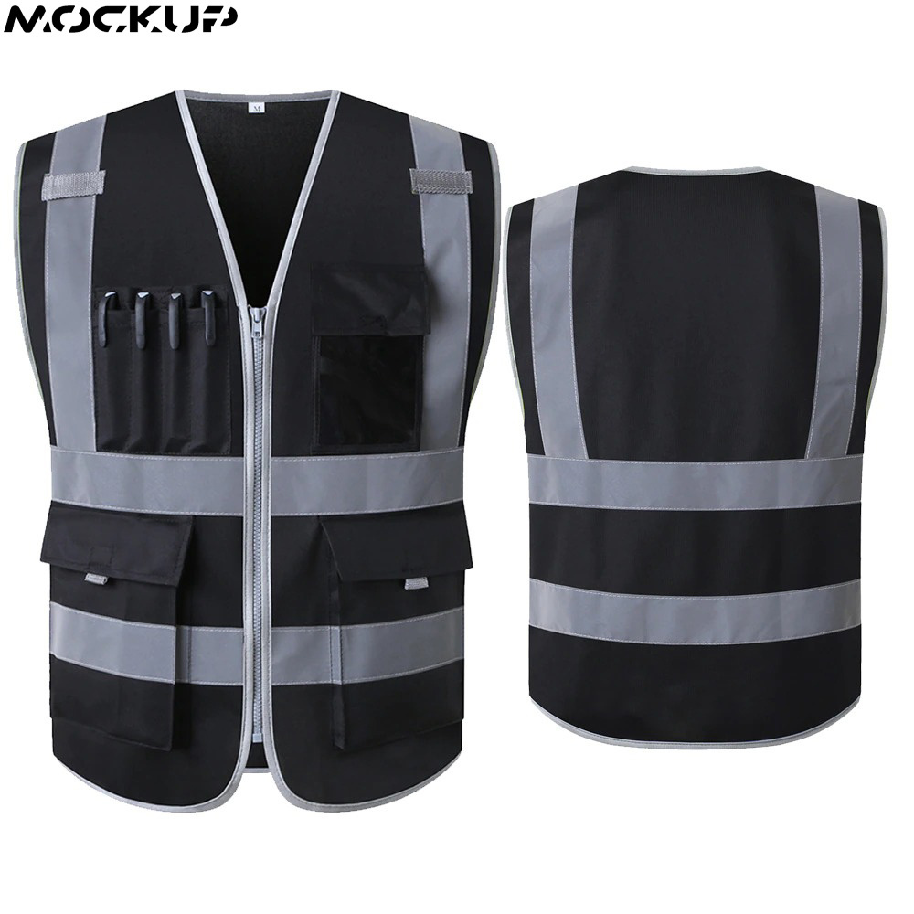 Custom Multi Pocket Safety Work Vest High Visible Reflective Safety ...