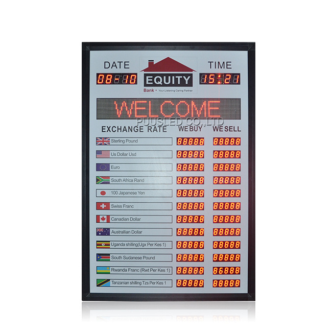 indoor led digital currency exchange sign aluminum frame 0.8 inch led ...