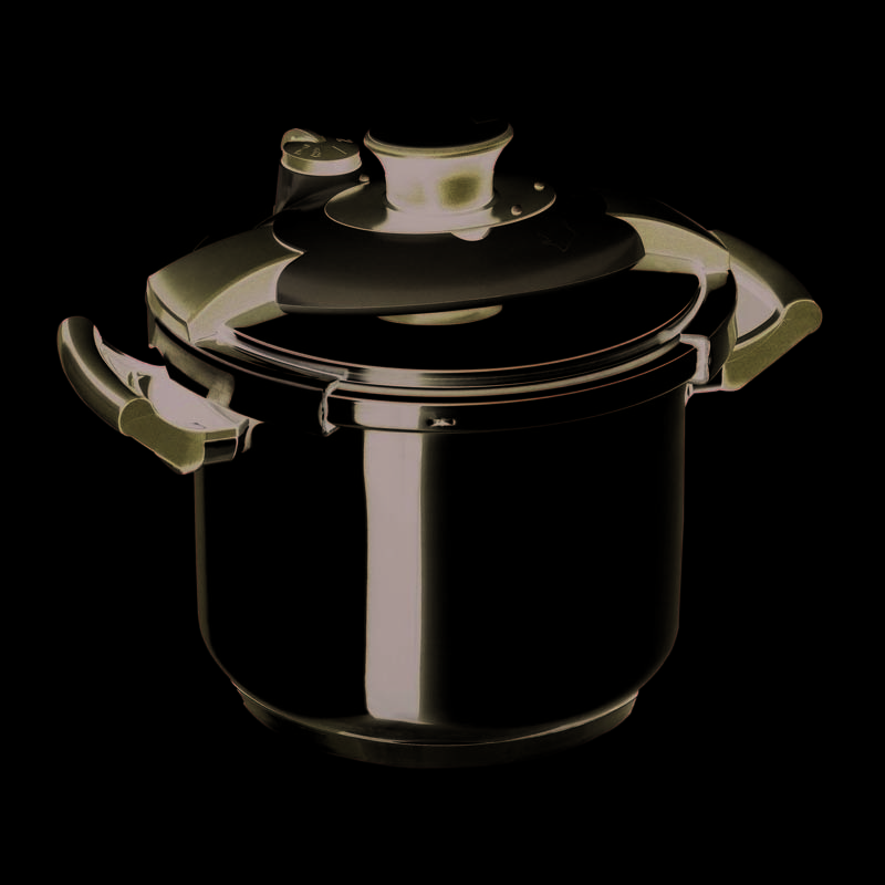 The clamp rotates to open and close the stainless steel pressure cooker ...