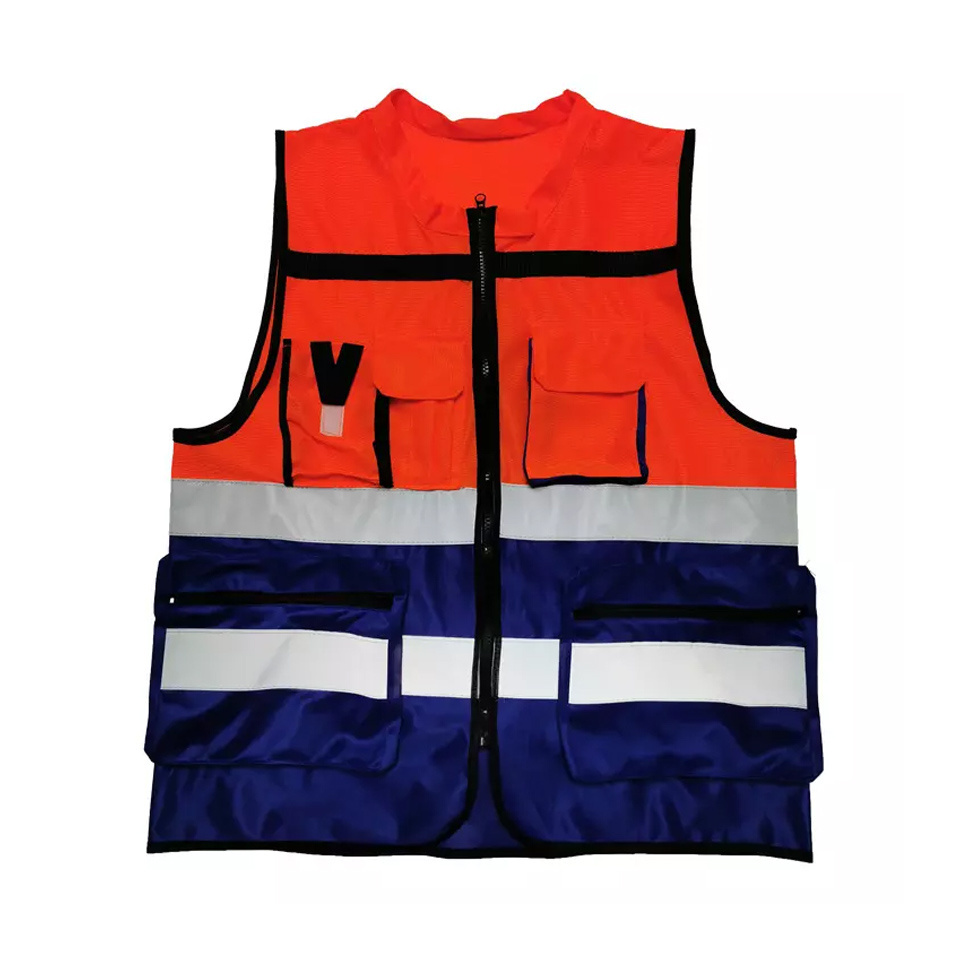 High Visibility Security Guard Outdoor Traffic Multi Pocket Reflective ...