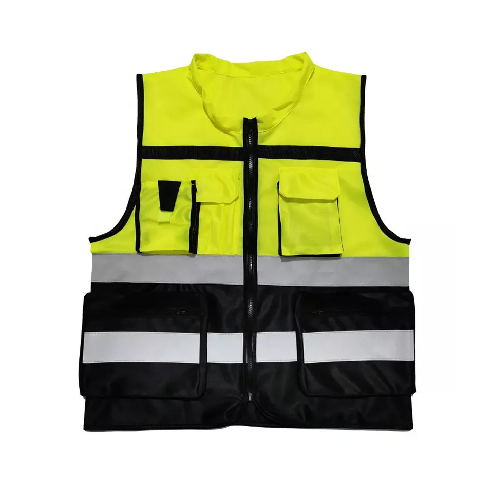 High Visibility Security Guard Outdoor Traffic Multi Pocket Reflective ...