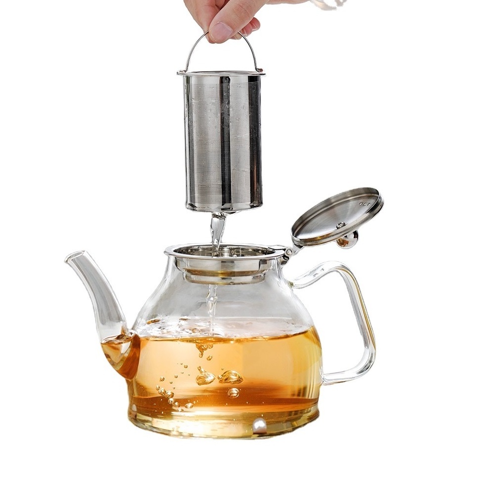 1L Stovetop Safe Large Tea Pot Loose Leaf Tea Brewer Borosilicate Glass ...