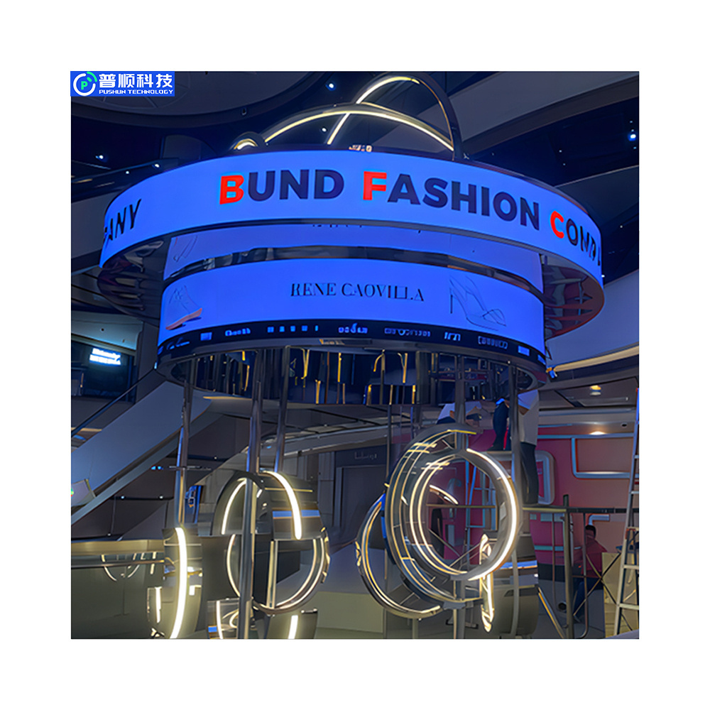 Column Cylinder Soft LED Screen Full Color Indoor Customized Flexible ...