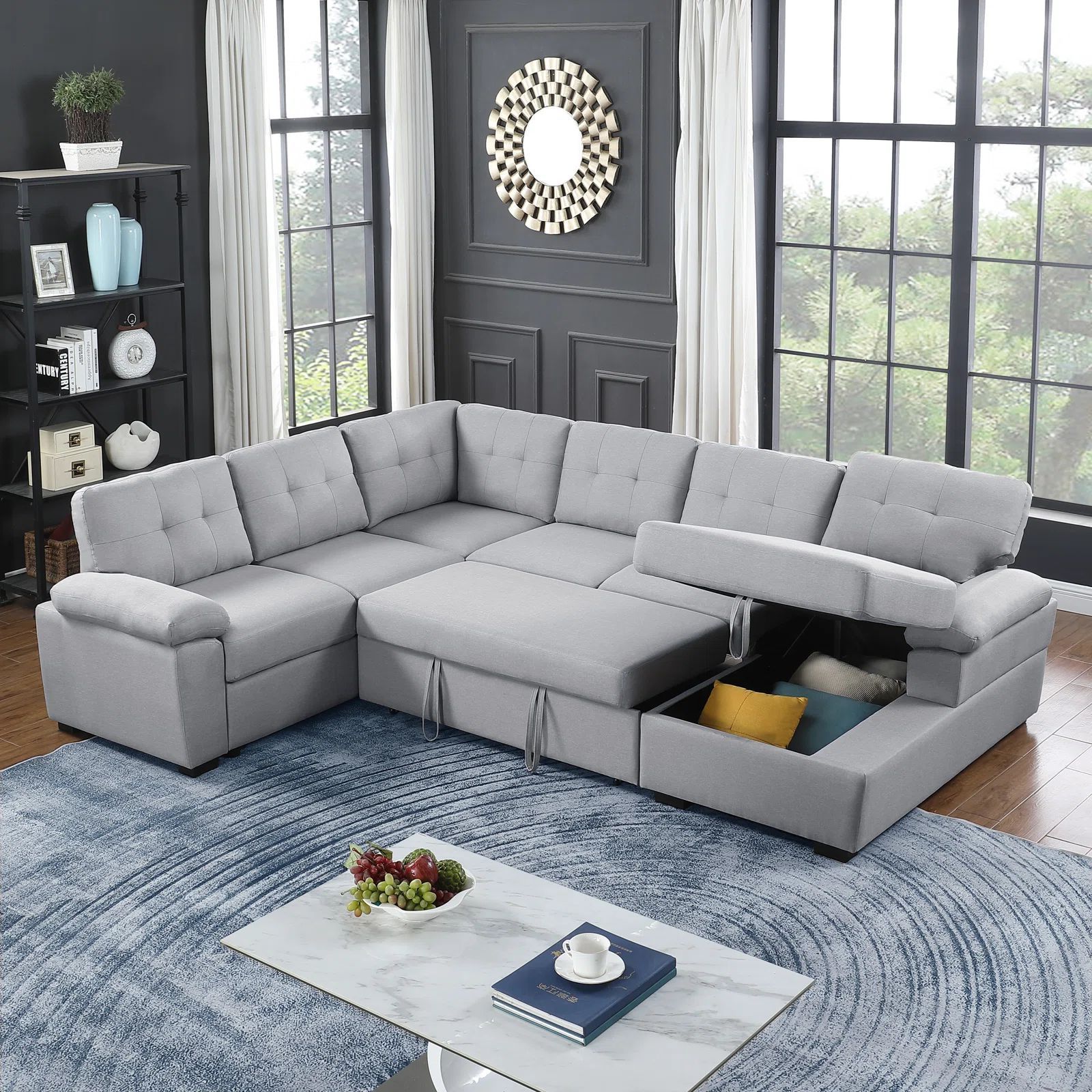 Sofa Bed Set Furniture 2023 Pull Out Corner Futon Sectional Sofa Beds Convertible With Storage BestSuppliers