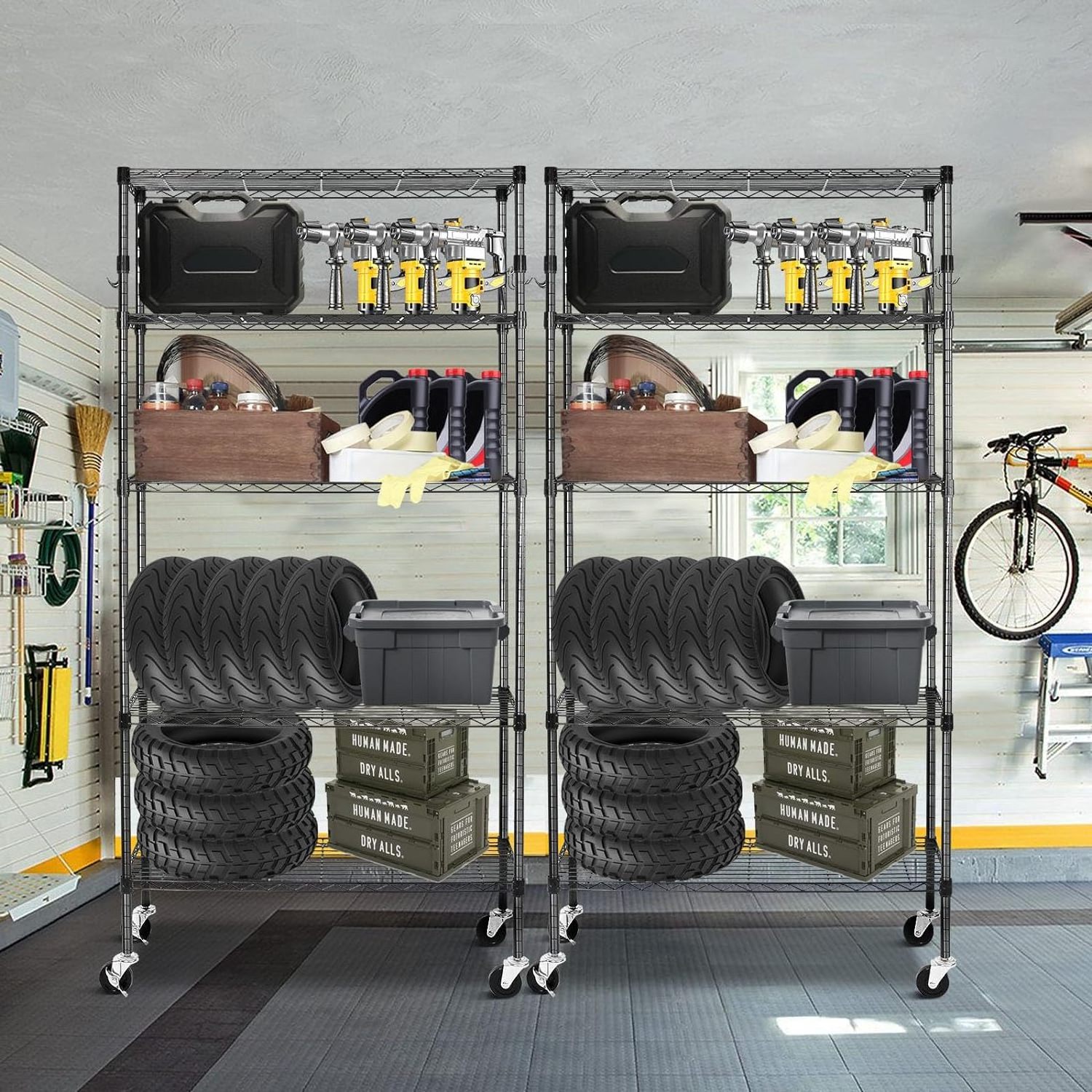 5 Tiers 500lbs Approval Metal Chrome Wire Shelf Storage Shelving Garage ...