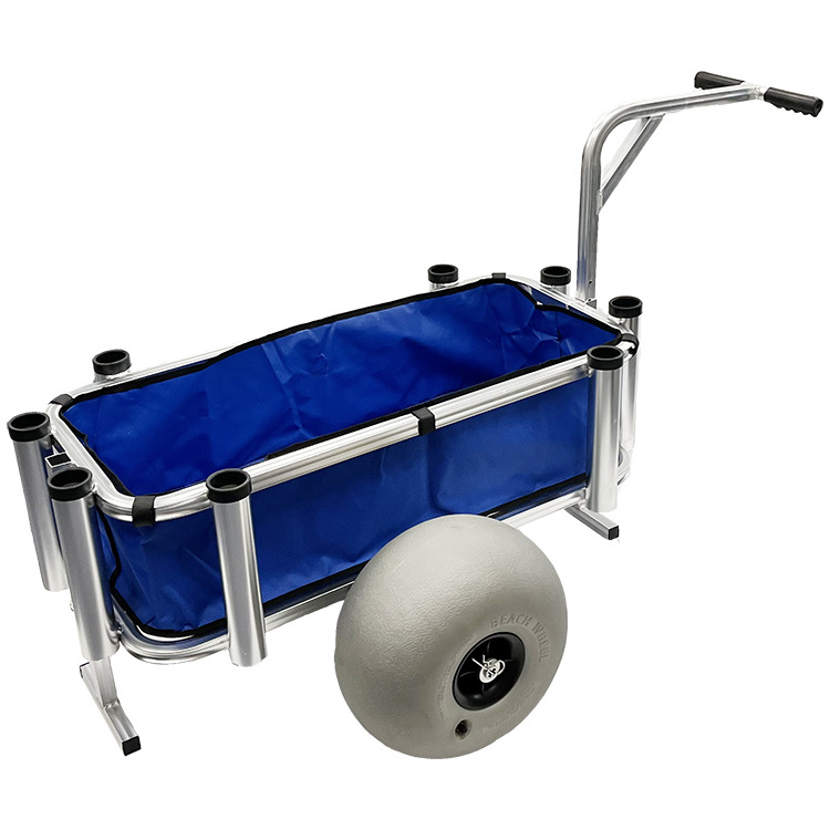 Aluminum 2 Balloon Wheels Beach Cart Camping Fishing Rod Trolley ...