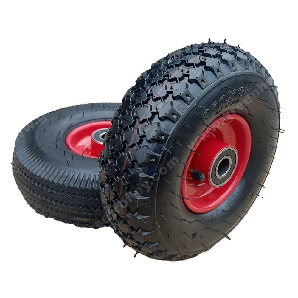10 inch 3.00-4 3.50-4 Pneumatic Inflatable Rubber Tire Wheel for Hand Truck Trolley Lawn Mower ...