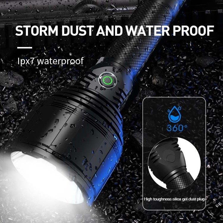 3000 lumens Super Bright TYPE-C Rechargeable Tactical Torch Aluminum ...