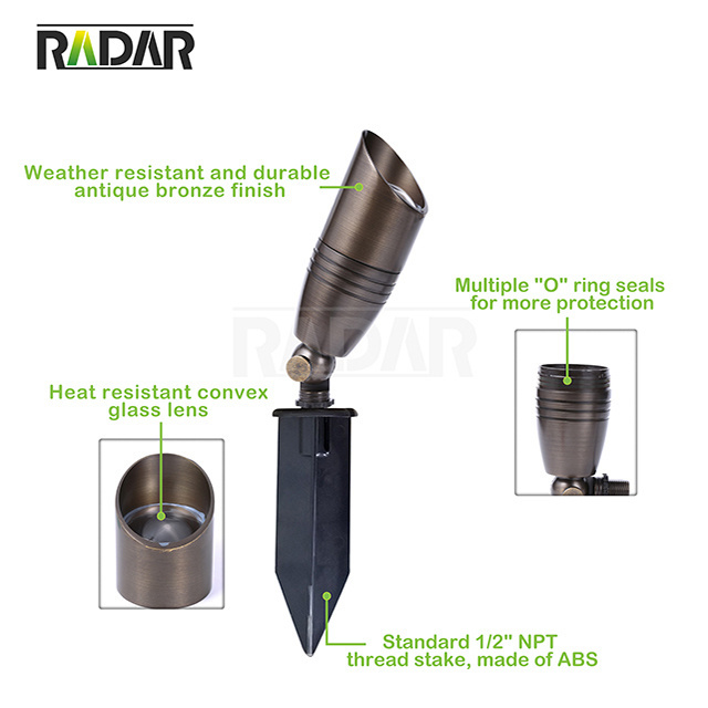 RAL-8102-BBR Classic solid brass landscape lighting 12V low voltage led ...