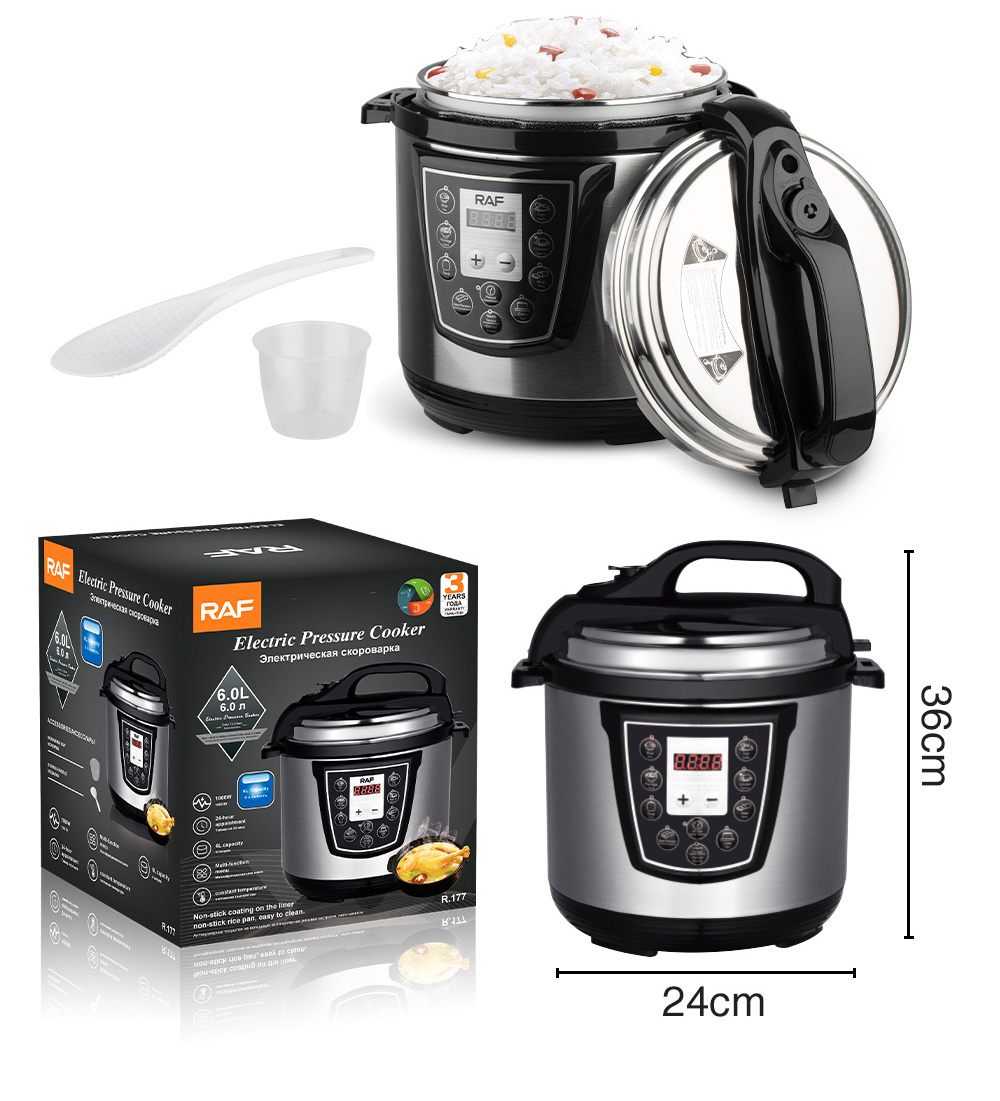 Raf Brand 1000w 6L Stainless Steel multifunction Rice Electric Pressure ...