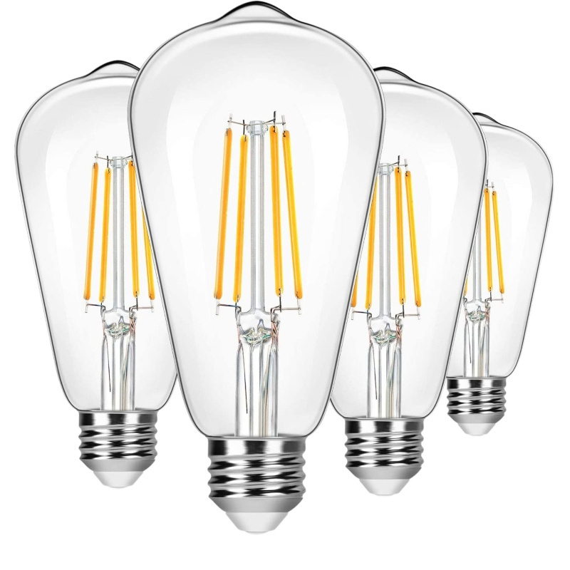 Vintage 8W ST64 LED Edison Light Bulbs Antique Glass Style E26 Base LED ...