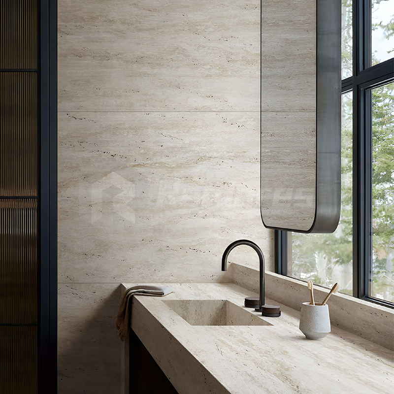 Realgres Living Room Backsplash Faux Travertine Porcelain Marble Slab Rustic Tile For Interior ...