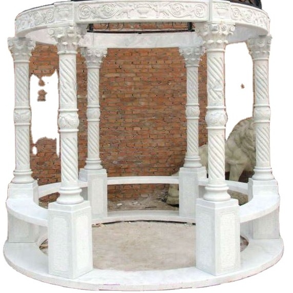 Beautiful hand carved statue column garden pavilion stone marble gazebo ...