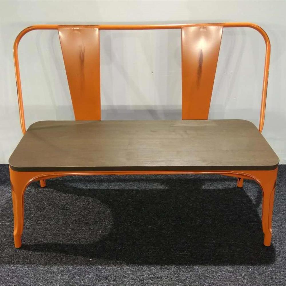 Colourful vintage color solid wood and metal park bench chair iron ...