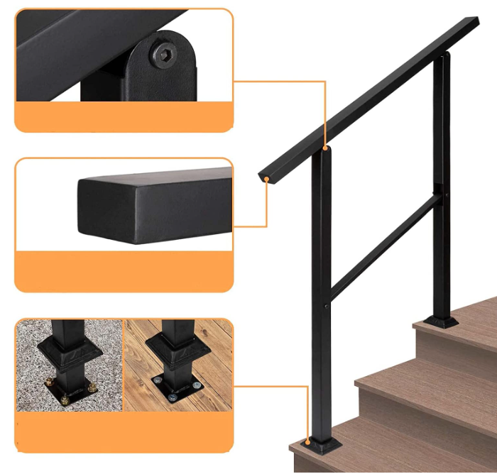 Outdoor Steps Fit 1 Or 3 Steps Outdoor Stair Railing Wrought Iron ...