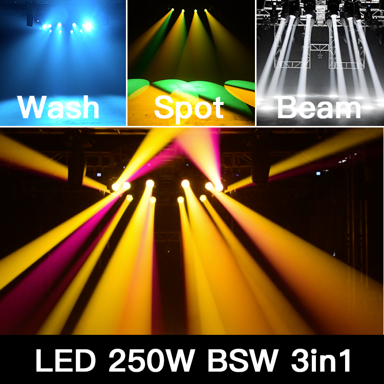 Pro DJ Disco Stage DMX 250W 250 Hybrid Zoom Beam Spot Wash 3in1 BSW LED ...