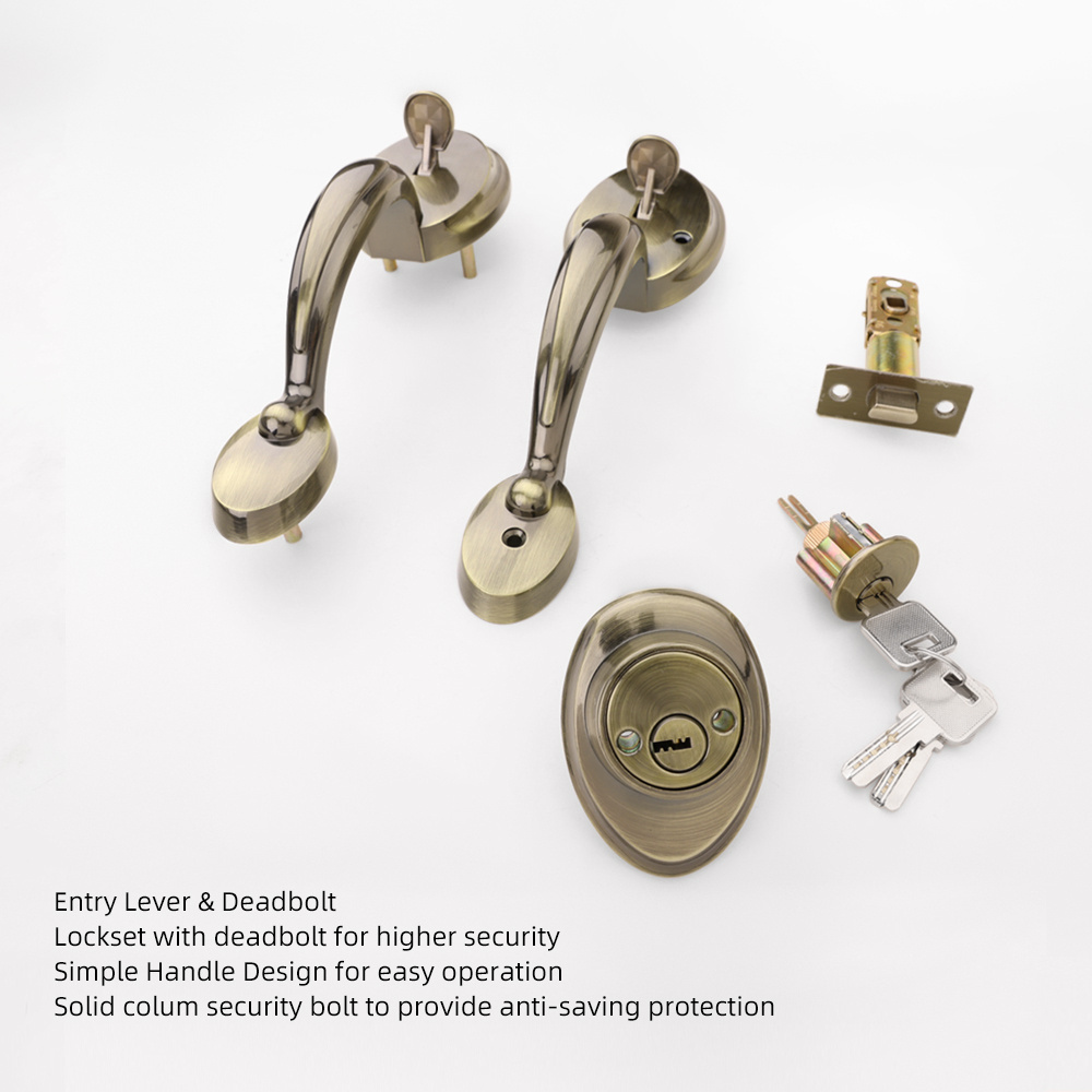 Roeasy gate latch lock double side key open door handle lock set handle ...