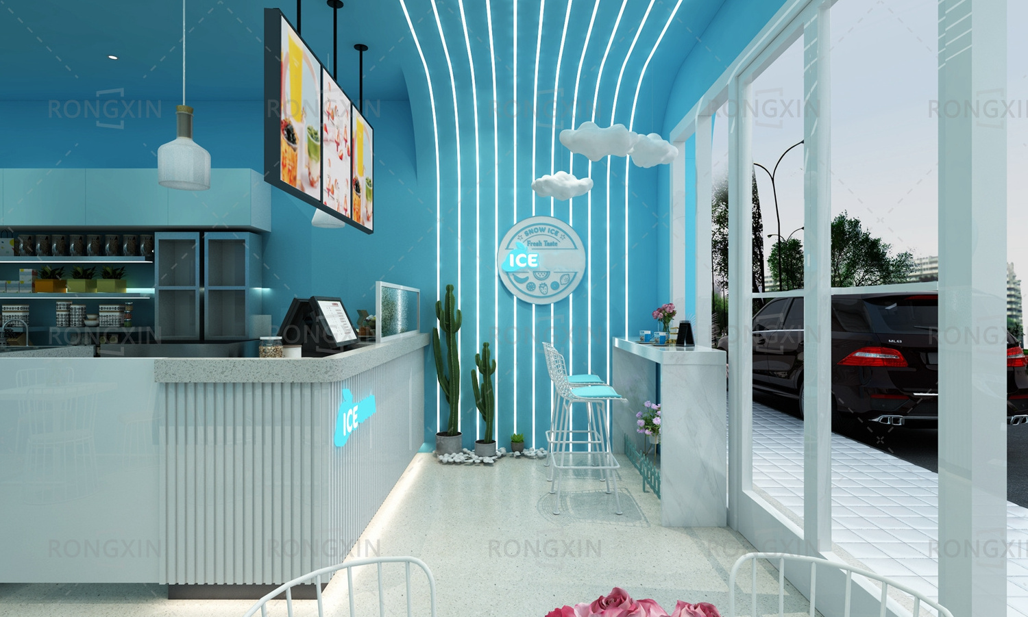 Modern Ice Cream Furniture Bubble Tea Fruit Juice Shop Interior Design ...