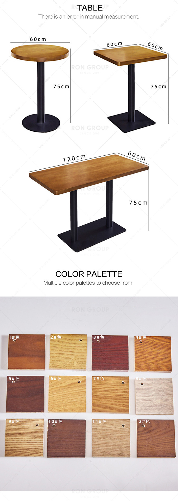 Custom square oak fast food Coffee Shop Commercial Furniture Solid metal bistro small cafe Wood wooden hotel Restaurant table