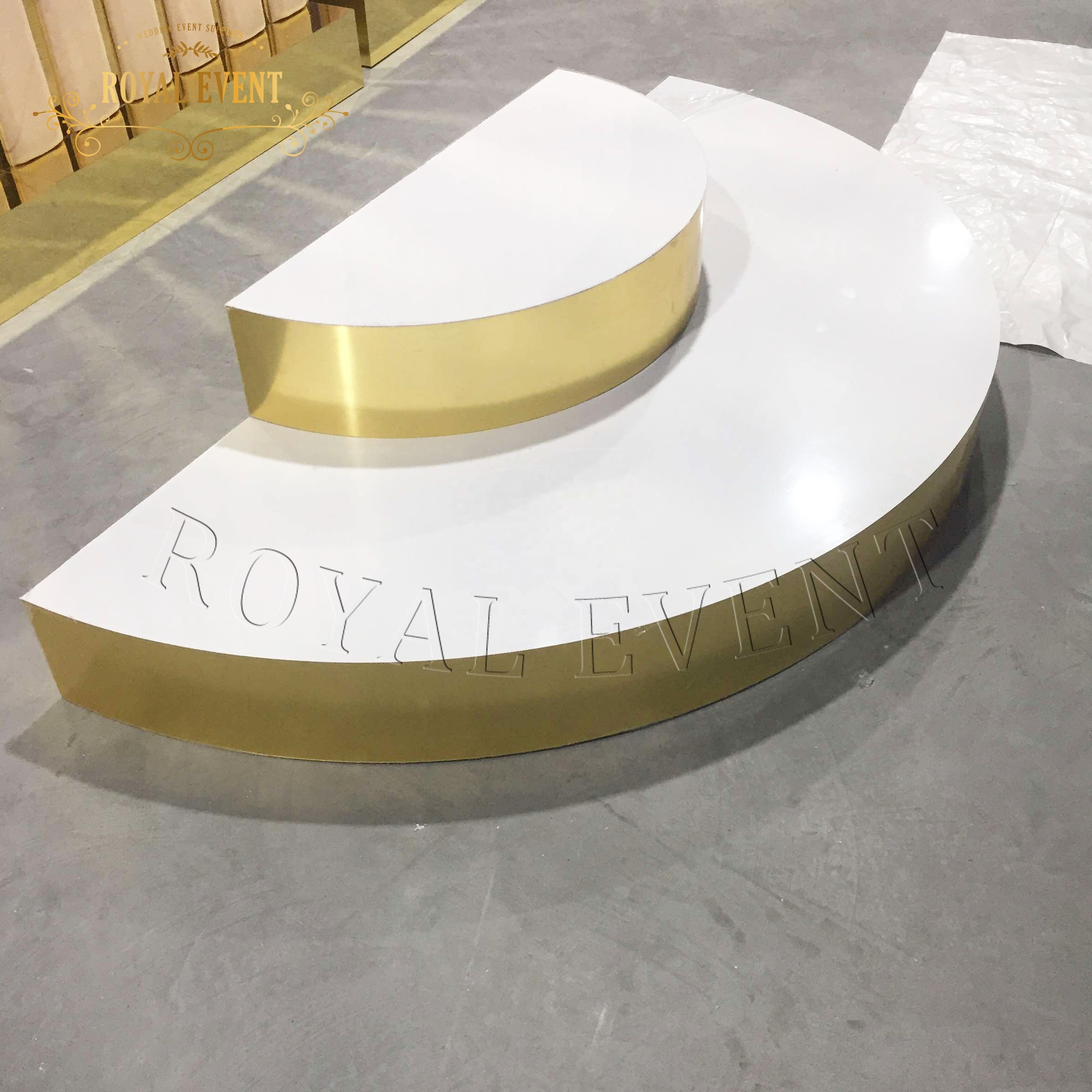 Round Portable White Acrylic Platform Stage Backdrop Decoration Pvc ...