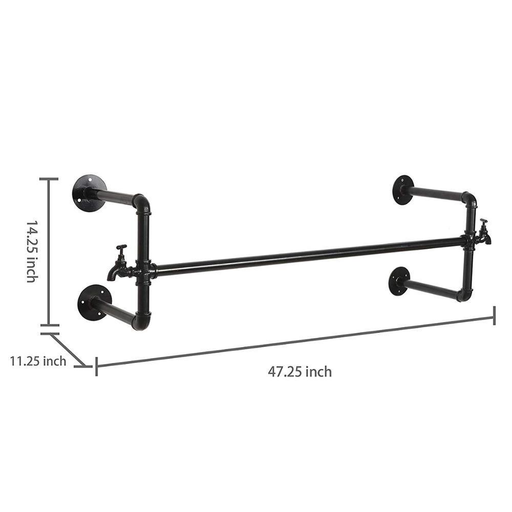 Industrial Pipe Clothing Rack Wall Mounted Cloths Rack Metal Commercial ...