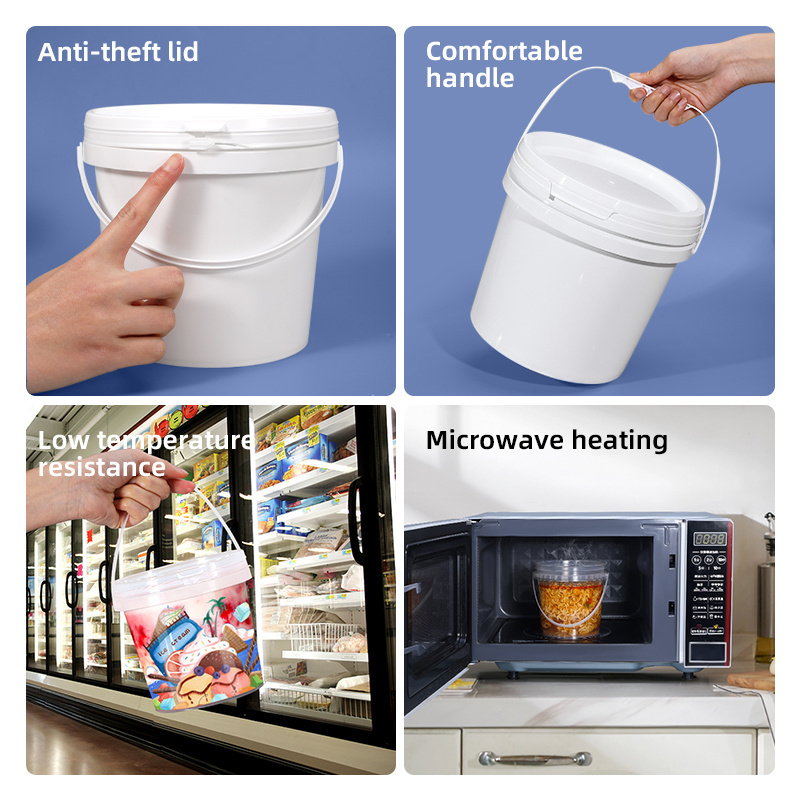 Wholesale 500ml-20L Plastic Bucket With Handle And Snap On Lids Food ...