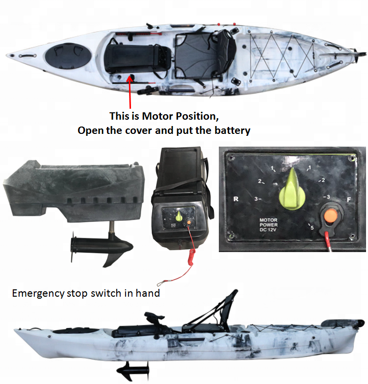 new design and colour kayak with electric trolling motor/fishing kayak ...