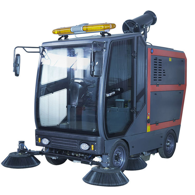 driving type full closed cabin road battery sweeper for factory road ...