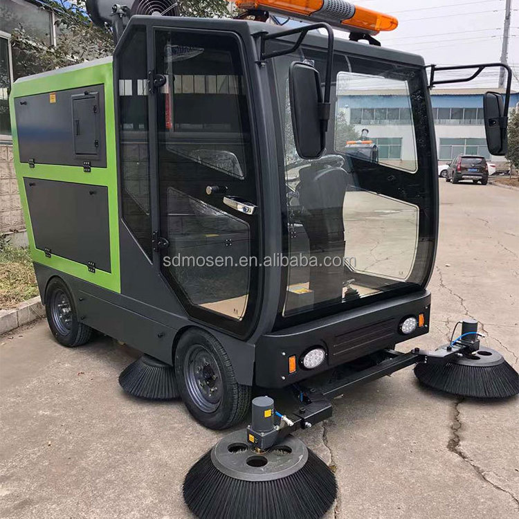 driving type full closed cabin road battery sweeper for factory road ...