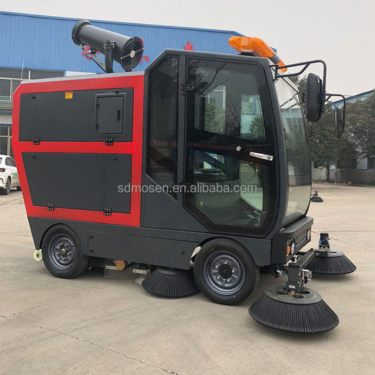 driving type full closed cabin road battery sweeper for factory road ...