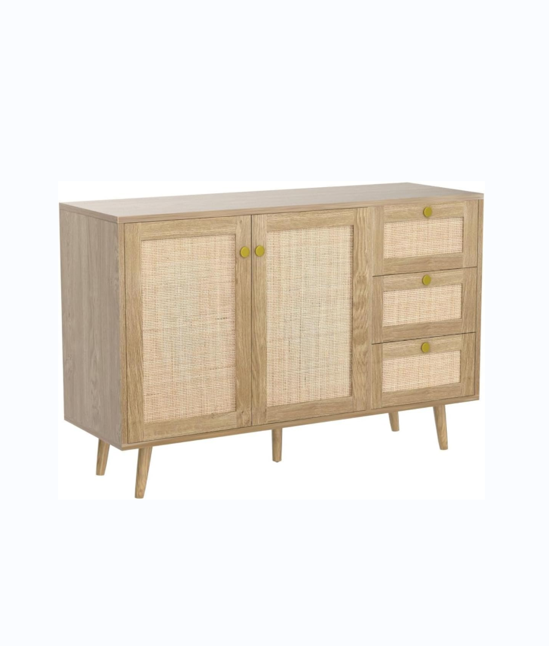 Rattan sideboard with 2 doors and 3 drawers, self-service cabinet with ...